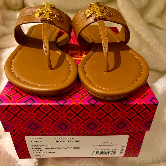 Tory Burch | Shoes | Tory Burch Everly Backless Flat Thong Sandals ...